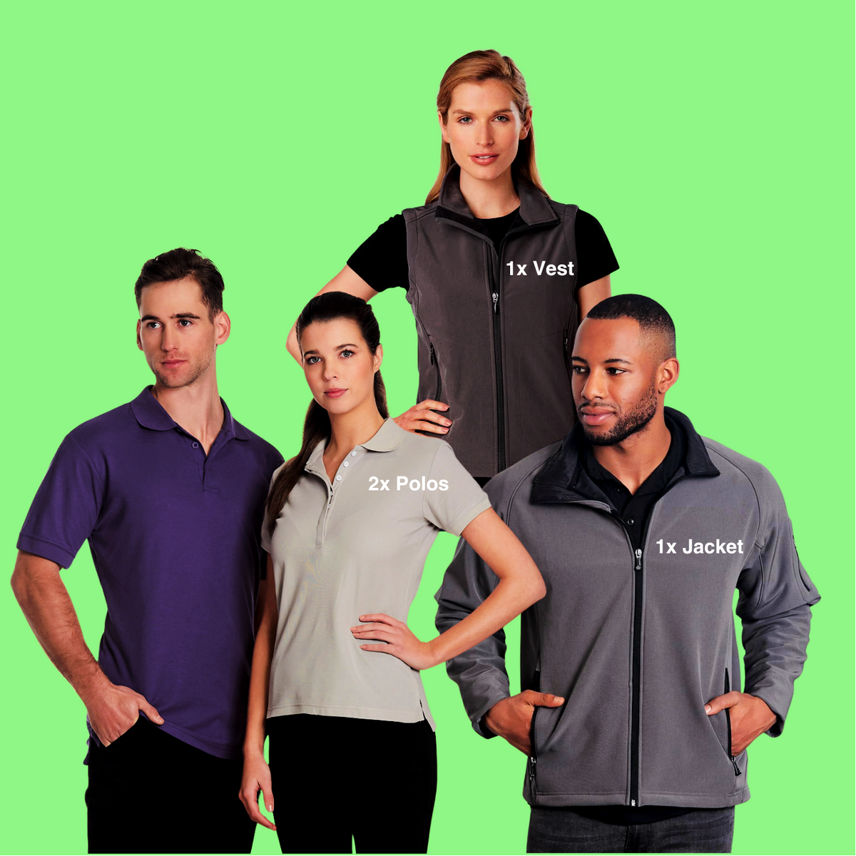 BEST Polos + Vest + Jacket Bundle – Workwear Branding