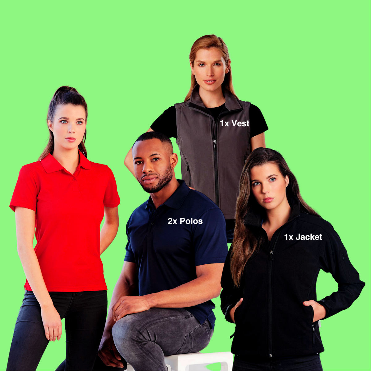 VALUE Polos + Vest + Jacket Bundle – Workwear Branding