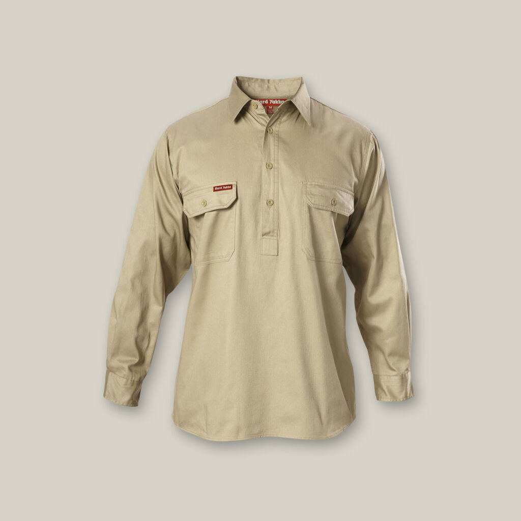 LONG SLEEVE CLOSED FRONT COTTON DRILL WORK SHIRT – Workwear Branding